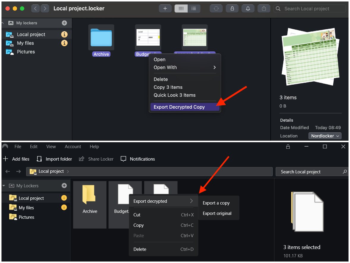 Moving encrypted files from local to cloud lockers – Customer Support